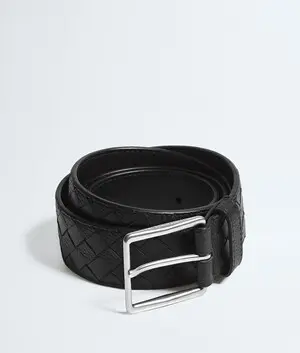 Bottega Veneta Intrecciato Taurillon Belt - Black