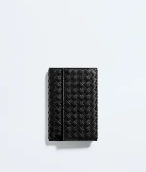 Bottega Veneta Intrecciato Piccolo Medium Bi-fold Zipped With Flap - Black