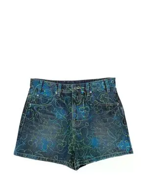 JNBY Floral-print Denim Shorts - Blue