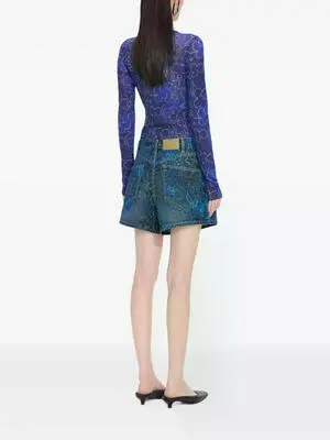 JNBY Floral-print Denim Shorts - Blue