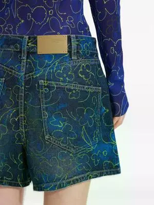 JNBY Floral-print Denim Shorts - Blue