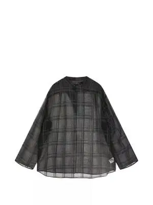 LESS Sheer Check-pattern Blouse - Black