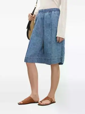 LESS Panelled Linen Shorts - Blue