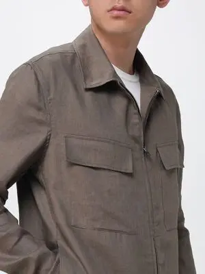MANUEL RITZ Relaxed Fit Twill Shirt Jacket With Zip Closure