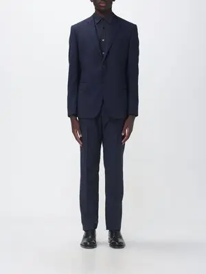 Emporio Armani Single-breasted Suit With Classic Lapels And Patch Pockets - Blue