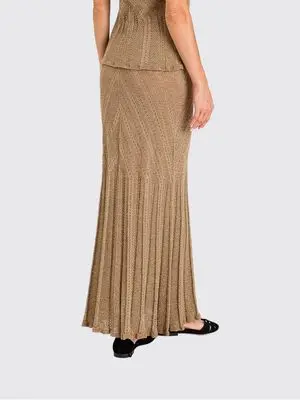 TWINSET Long Pleated Linen-blend Knit Skirt - Green