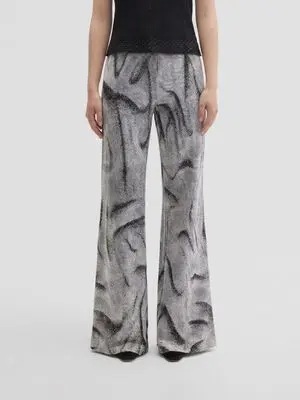 MARGHERITA MACCAPANI Printed Organic Cotton Blend Flared Trousers
