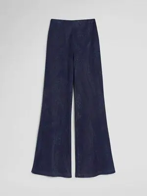 MARGHERITA MACCAPANI Easy Flared Trousers In Organic Cotton Blend - Navy