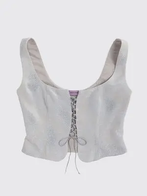 MARGHERITA MACCAPANI Metallic Glitter Corset Top - White