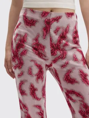 MARGHERITA MACCAPANI Easy Flared Trousers In Printed Organic Cotton Blend
