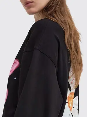 MARGHERITA MACCAPANI Floral Print Long Sleeve Oversized Cotton T-shirt