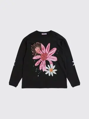 MARGHERITA MACCAPANI Floral Print Long Sleeve Oversized Cotton T-shirt