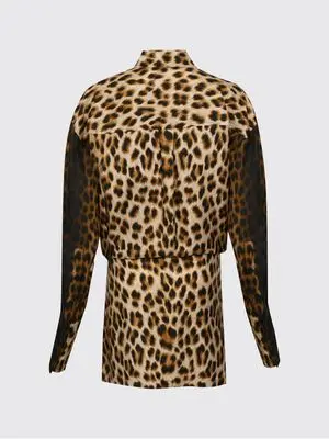 Sportmax Silk Animal Print Mini Wrap Shirt Dress