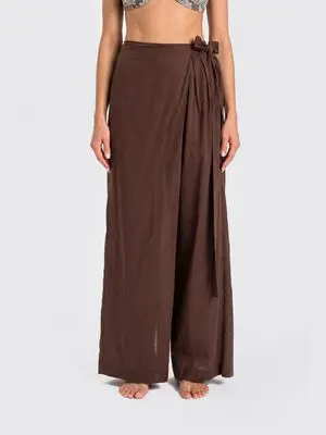 TWINSET U & B Wide Leg Palazzo Trousers - Coffee