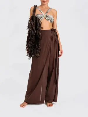TWINSET Wide Leg Cotton Trousers