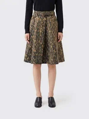 GANNI Animal Print Flared Organic Cotton Skirt - Multicolor
