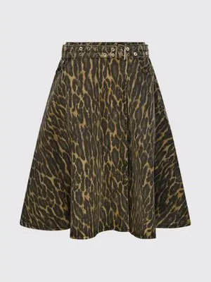 GANNI Animal Print Flared Organic Cotton Skirt - Multicolor