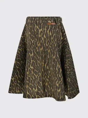 GANNI Animal Print Flared Organic Cotton Skirt - Multicolor
