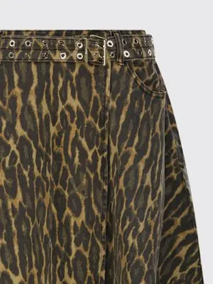 GANNI Animal Print Flared Organic Cotton Skirt - Multicolor