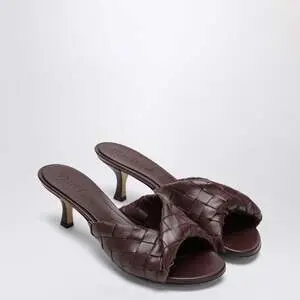 Bottega Veneta Dark Mahogany Intrecciato Mule Blink Sandals - Brown