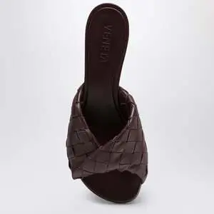 Bottega Veneta Dark Mahogany Intrecciato Mule Blink Sandals - Brown