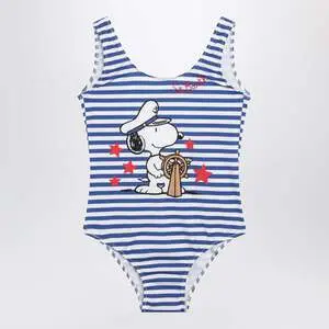 MC2 SAINT BARTH Striped One-piece Swimsuit With Snoopy Graphic