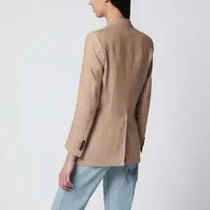 Tagliatore Double-breasted Pinstripe Linen-blend Blazer - Beige