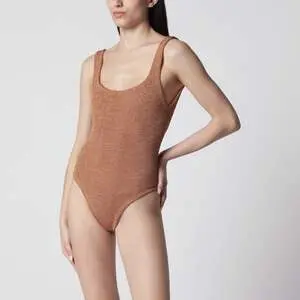 Hunza G Square Neck One-piece Swimsuit - Brown