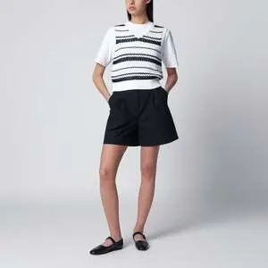 DUNST Navy Cotton-blend Bermuda Shorts - Blue