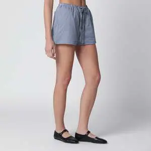 DUNST Navy Gingham Pajama Mini Shorts - Blue