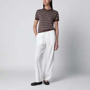 DUNST Striped Linen-blend Knit Polo