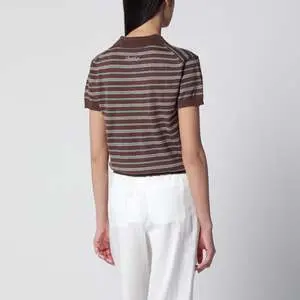 DUNST Striped Linen-blend Knit Polo