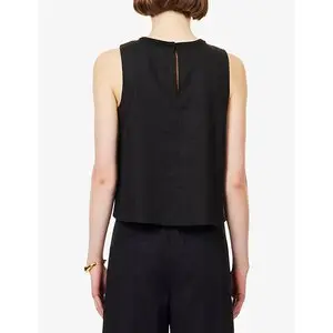 ME+EM Crocheted Crewneck Sleeveless Linen-blend Top