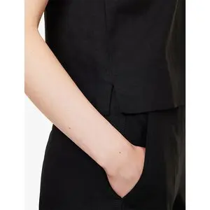 ME+EM Crocheted Crewneck Sleeveless Linen-blend Top