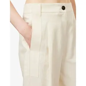 ME+EM Tapered-pleat Cotton And Linen Blend Trousers