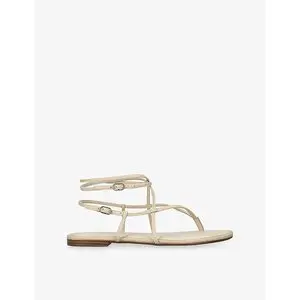Sam Edelman Clarra Leather Strappy Flat Sandals - Bone
