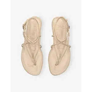 Sam Edelman Clarra Leather Strappy Flat Sandals - Bone