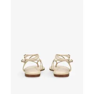 Sam Edelman Clarra Leather Strappy Flat Sandals - Bone