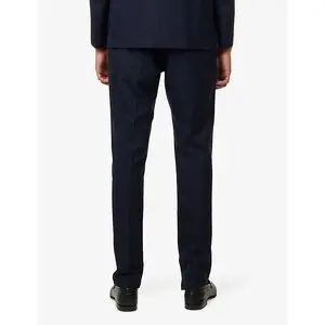 Eleventy Single-breasted Drawstring-trouser Linen-blend Suit - Blue