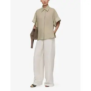 JOSEPH Justi Short-sleeved Ramie Blouse - Cactus