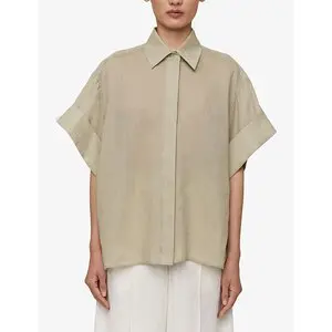 JOSEPH Justi Short-sleeved Ramie Blouse - Cactus
