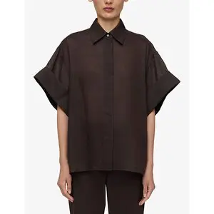 JOSEPH Justi Ramie Blouse - Espresso