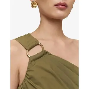 JOSEPH One-shoulder Cotton-poplin Midi Dress
