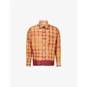 KARTIK RESEARCH Shibori Patterned Long-sleeve Silk Shirt - Amber