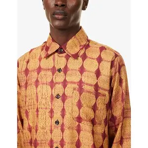 KARTIK RESEARCH Shibori Patterned Long-sleeve Silk Shirt - Amber