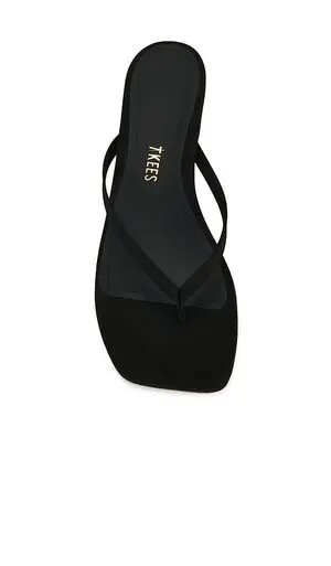 Tkees Julia Square Toe Suede Kitten Heel Flip Flops