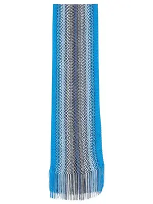 Missoni Silk Scarf With Zig-zag Pattern - Blue