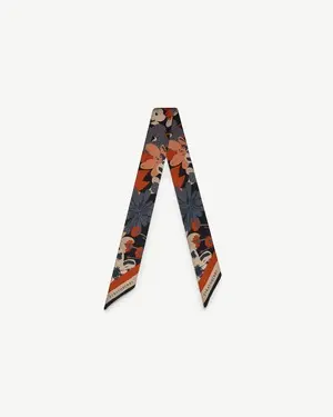 Strathberry Silk Skinny Scarf - Blue
