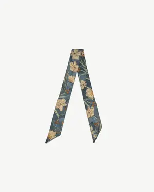 Strathberry Silk Skinny Scarf - Blue