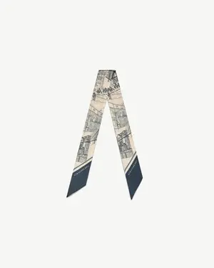 Strathberry Silk Skinny Scarf - Blue